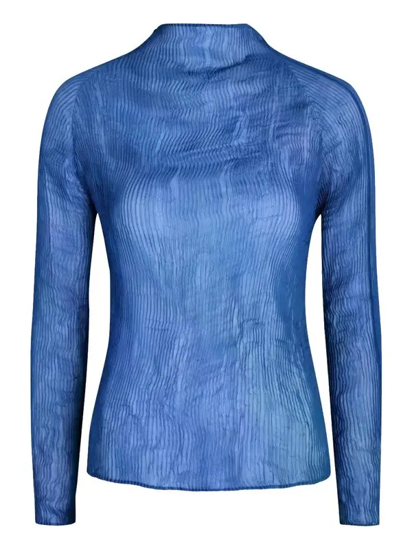 Issey Miyake Chiffon Long-sleeved Top - Blue