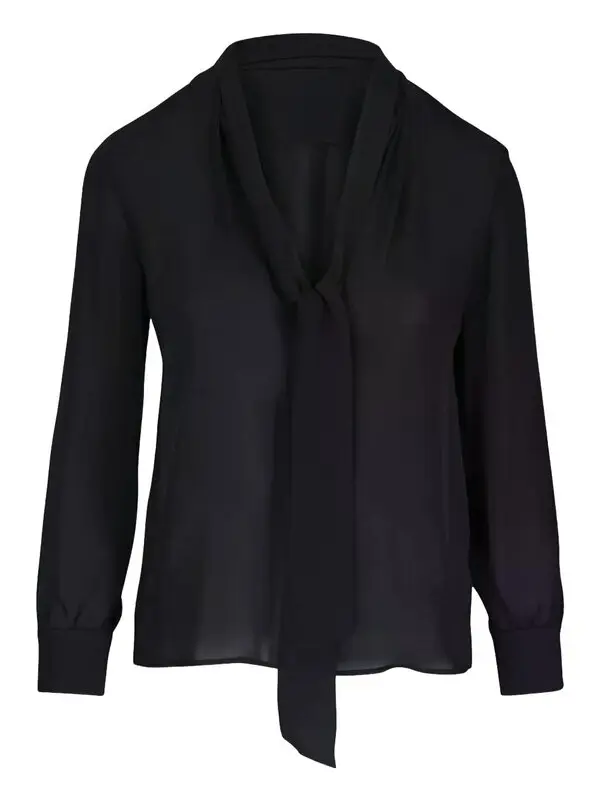 NILI LOTAN Tie-neck Long-sleeve Blouse - Black