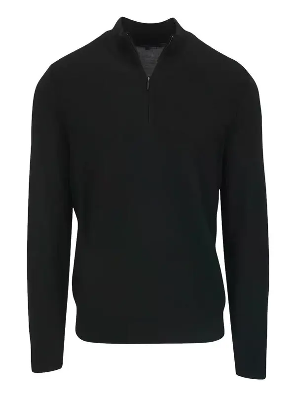 PYA Textured Zip Sweater - Black