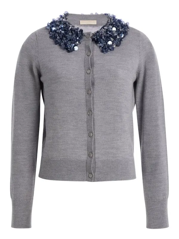 Ulla Johnson Embellished Wool Cardigan - Grey