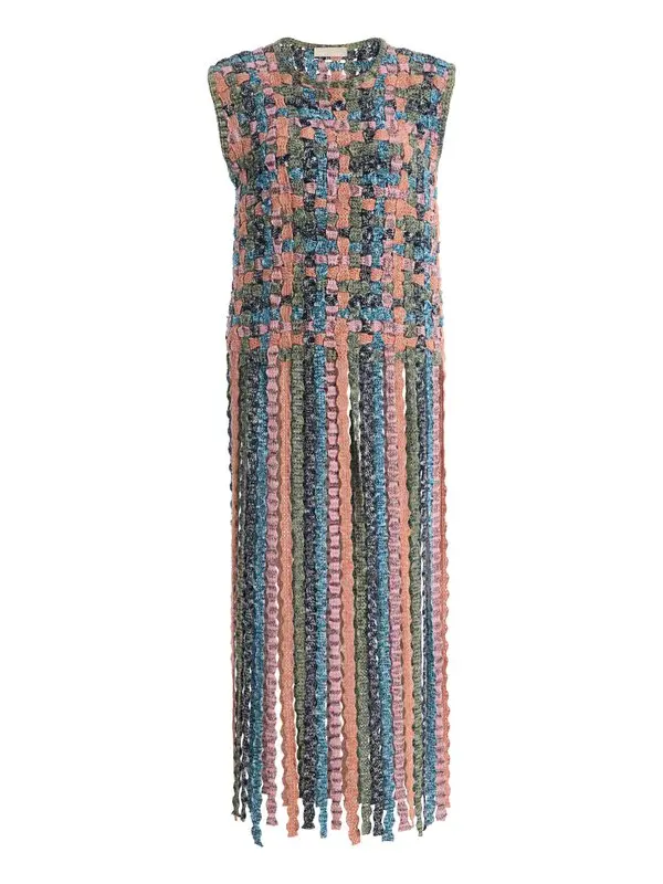 Ulla Johnson Victoria Fringed Macramé Cotton Knit Top - Multi