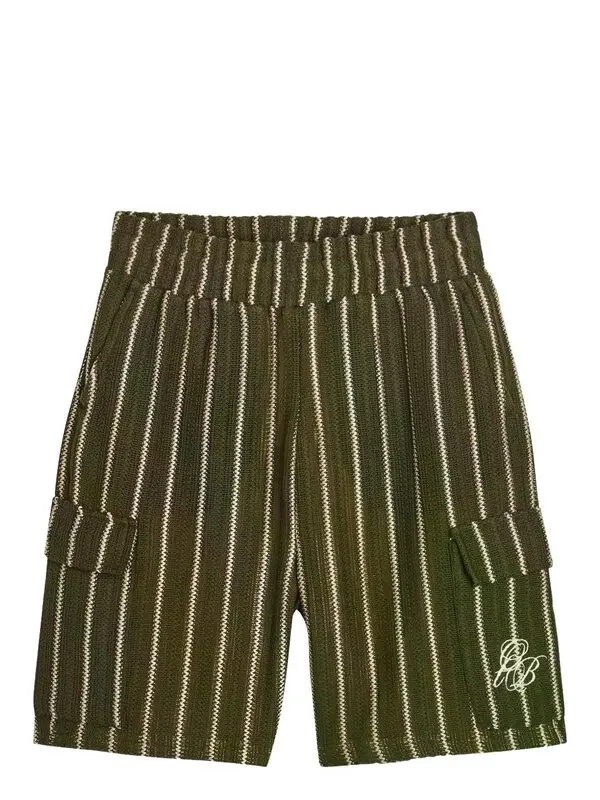 ONLY THE BLIND Wood Crochet Stripe Shorts - Green