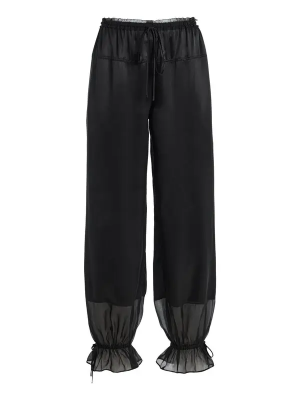 Ulla Johnson Camille Chiffon-trimmed Satin Pants - Black