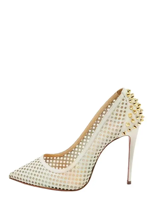 CHRISTIAN LOUBOUTIN Mesh Spiked Stiletto Pumps - White