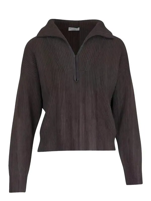 Brunello Cucinelli Ribbed Knit Pullover - Brown