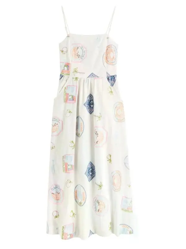 DAMSON MADDER Graphic Print Midi Dress - White