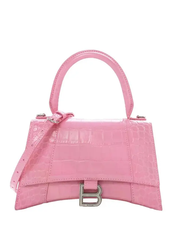 Balenciaga Hourglass Crocodile-embossed Tote - Pink