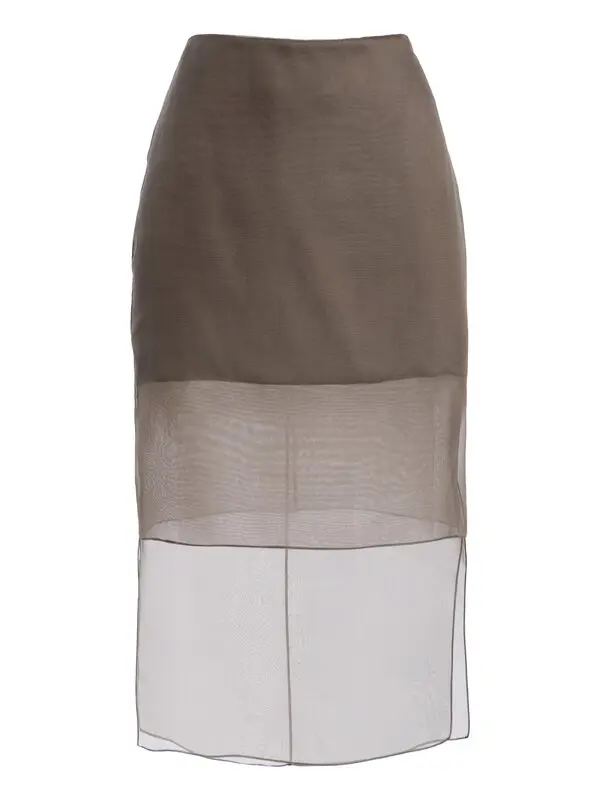 Brandon Maxwell The Brett Sheer-overlay Silk Midi Skirt - Neutral