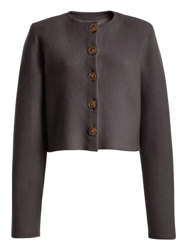 Brandon Maxwell The Ryder Cropped Virgin Wool Jacket - Light Grey
