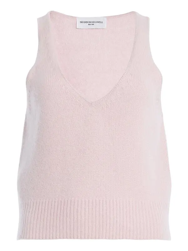 Brandon Maxwell Reese V-neck Cashmere-silk Tank Top - Pink