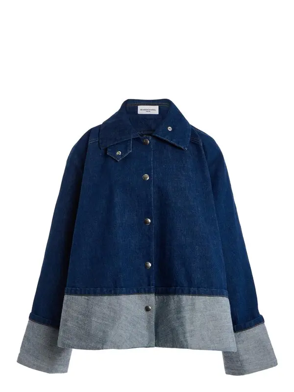 Brandon Maxwell Wells Cuffed Denim Jacket - Medium Wash