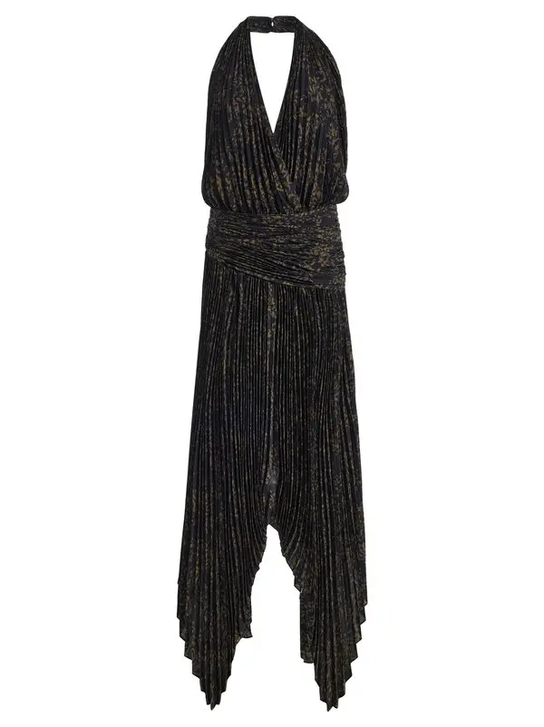 Proenza Schouler Halterneck Pleated Maxi Dress - Print