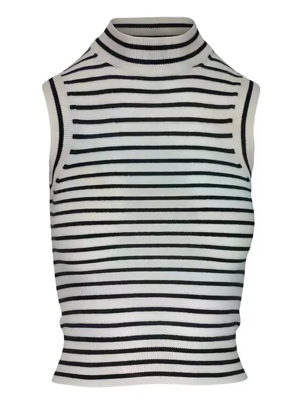 NILI LOTAN Striped Mock-neck Top - White