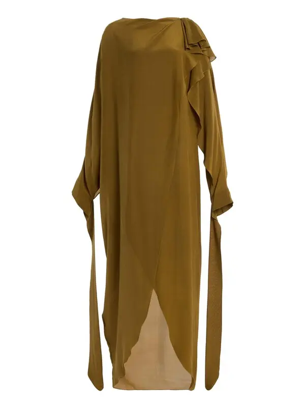 HARITHAND Eileen Draped Caftan Dress - Dark Green