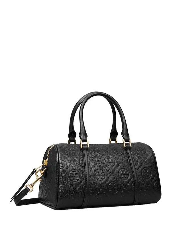 Tory Burch T Monogram Pebbled Petite Barrel Bag - Black