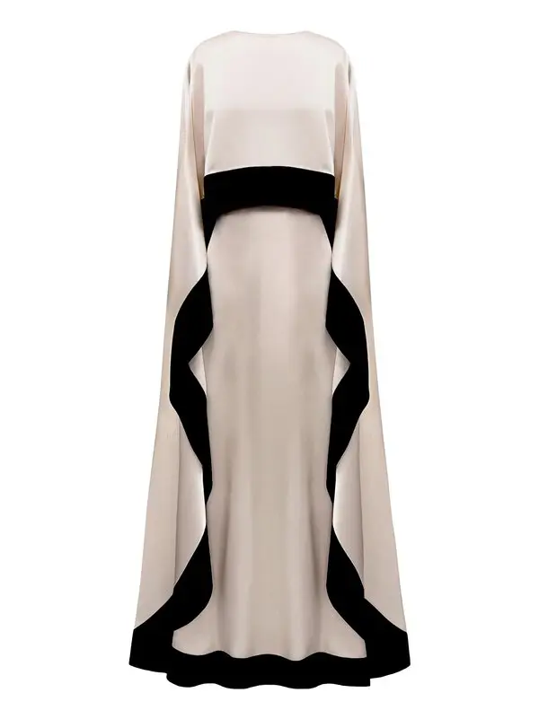 SEMSEM Color-blocked Tiered Silk Caftan Dress - Black,white