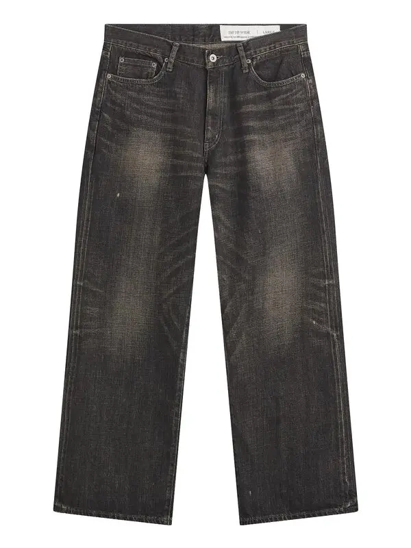 NEIGHBORHOOD Wide Leg Selvedge Denim Jeans - Black