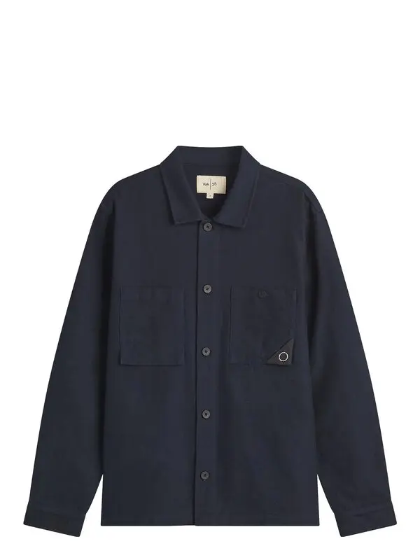 Folk Anniversary Patch Overshirt - Ash Navy Brushed Twill