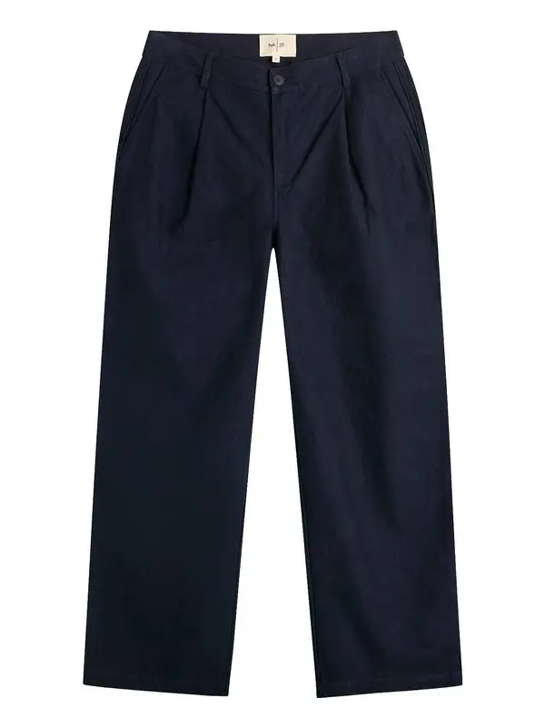 Folk Wide Fit Trousers - Ash Navy Brushed Twill