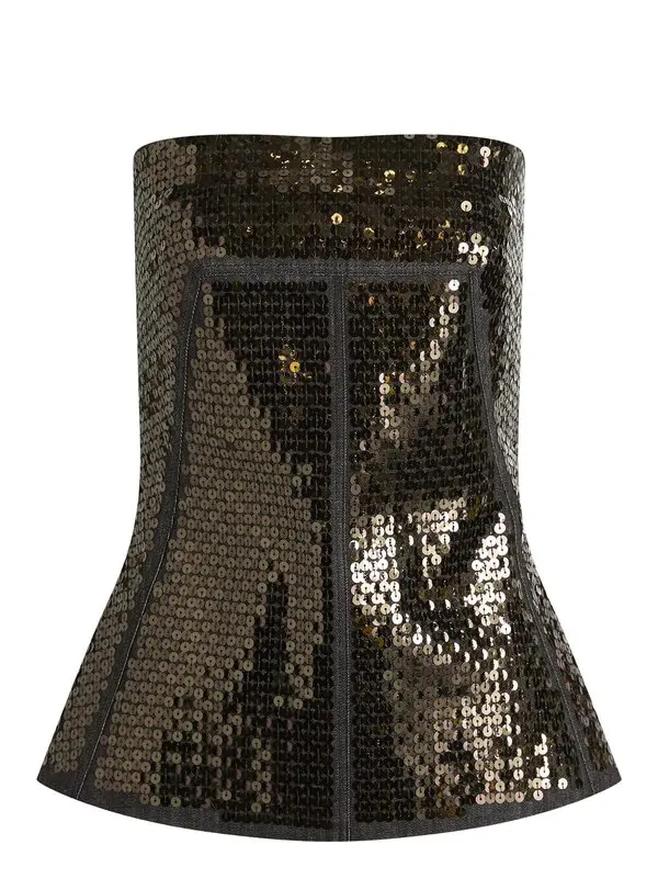 Rick Owens Sequin Bustier Top - Black/bronze