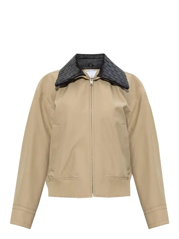 Bottega Veneta Jacket With Leather Collar - Beige