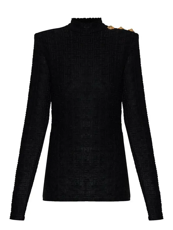 Balmain Top With Decorative Buttons - Black