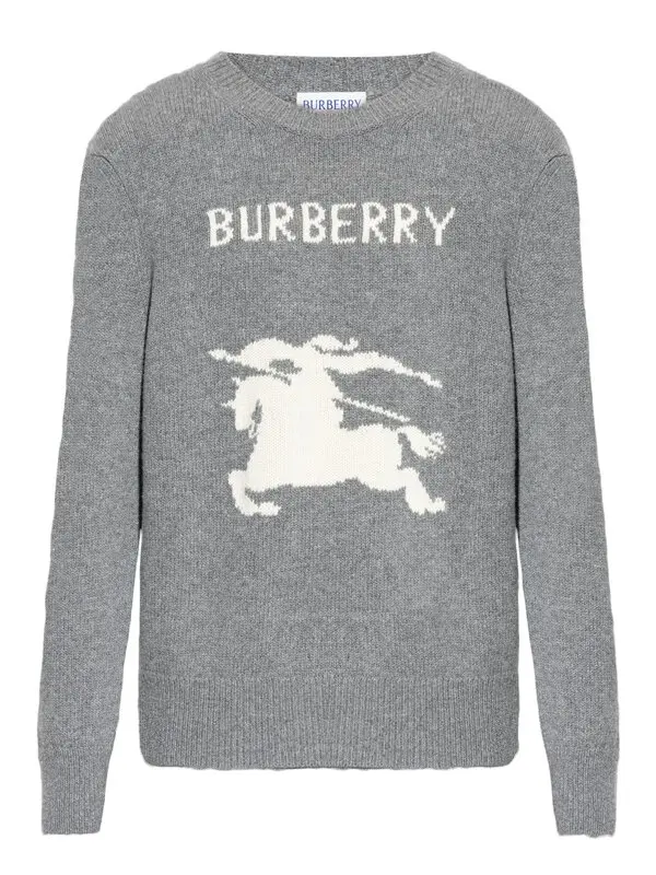 Burberry Wool Sweater With Logo - Grey