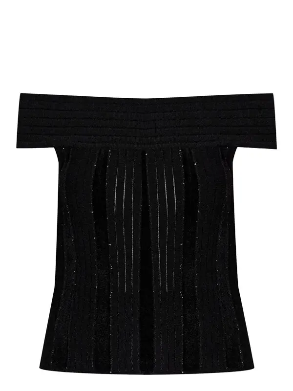 Balmain Top With Sequins - Black