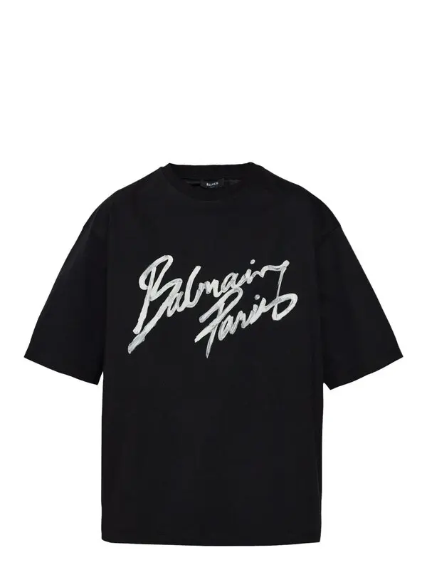 Balmain T-shirt With Printed Logo - Black
