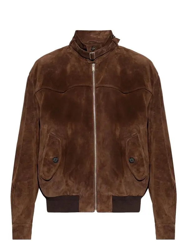 Alexander McQueen Suede Bomber Jacket - Brown