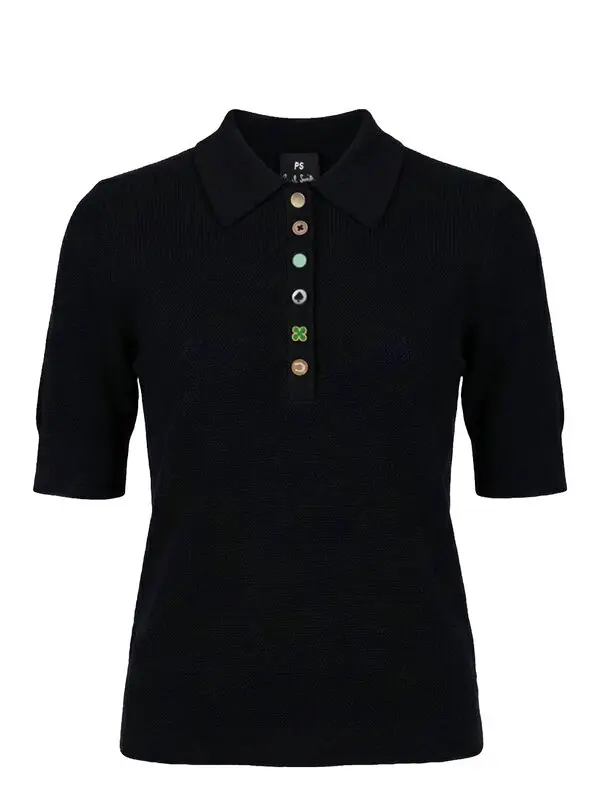 Paul Smith Polo Shirt With Decorative Buttons - Black