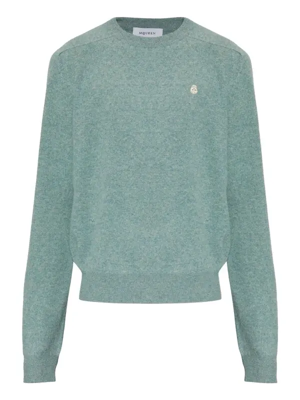 Alexander McQueen Wool Sweater With Logo - Blue