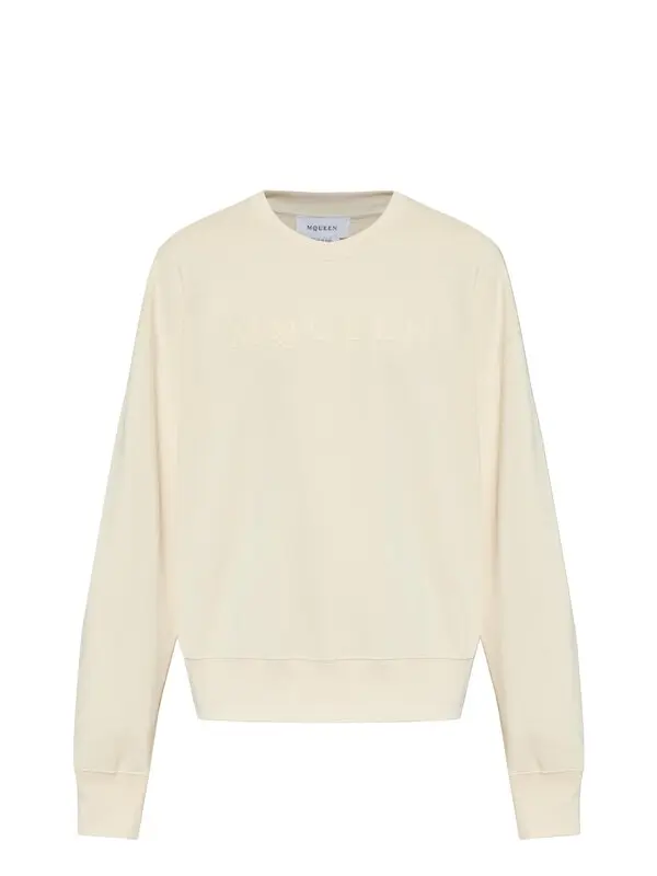 Alexander McQueen Sweatshirt With Velvet Logo - Cream