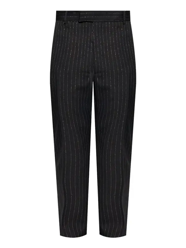 Alexander McQueen Wool Trousers With Lurex Thread - Black