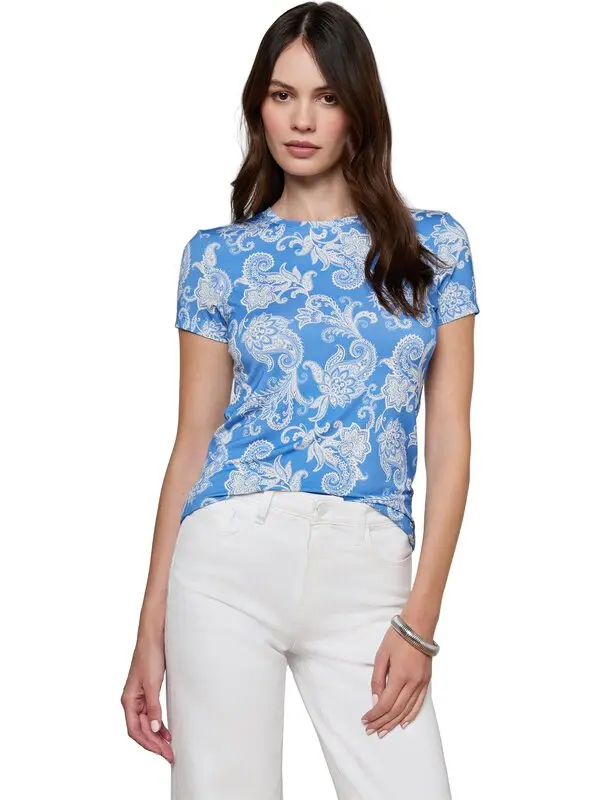 L'Agence Ressi Fitted T-shirt - Regatta Blue/ivory Paisley