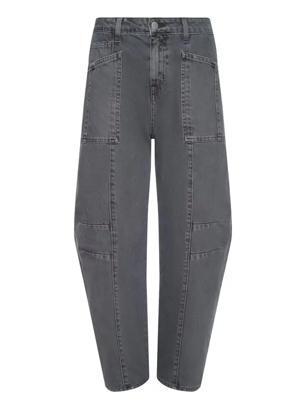 L'Agence Cody Cropped Barrel-leg Jean - Medium Grey