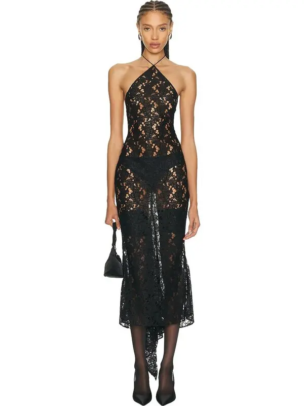 LUDOVIC DE SAINT SERNIN Anthonia Lace Midi Dress - Black