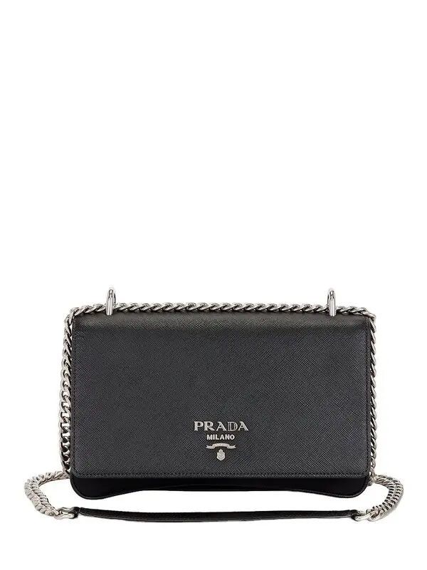 Prada Saffiano Flap Crossbody Bag - Black