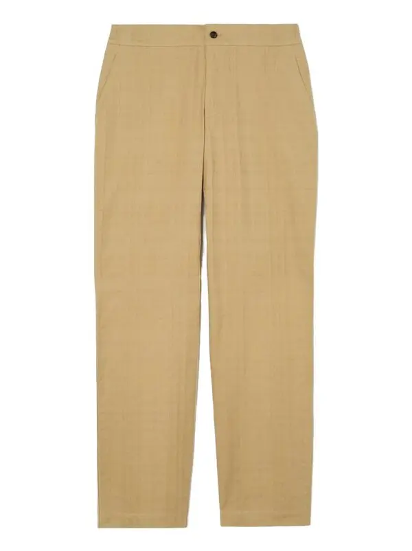 Burberry Textured Check Cotton Trousers - Sandstorm Beige