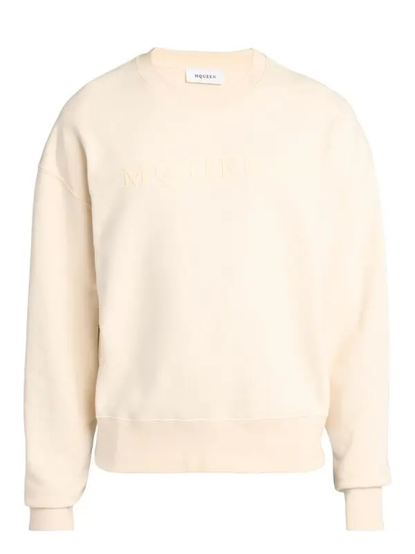 Alexander McQueen Tonal Logo Cotton Crewneck Sweater - Ivory/ivor