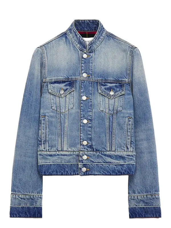 Alexander McQueen Band-collar Denim Jacket - Blue Washe