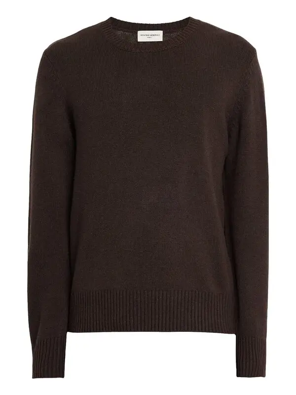 Officine Générale Mycrew Wool And Cashmere Crewneck Sweater - Dark Brown