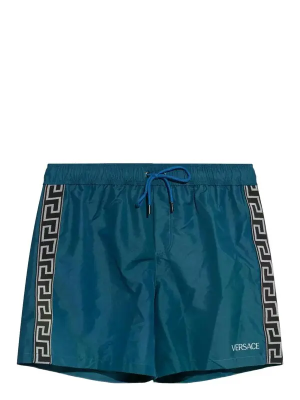 Versace Patterned-stripe Swim Shorts - Blue