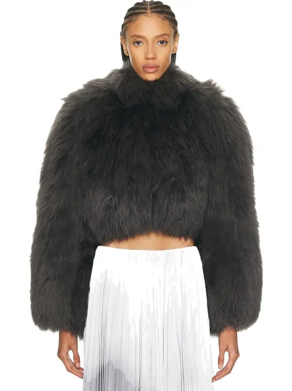 Alaïa Cropped Fur Jacket - Anthracite