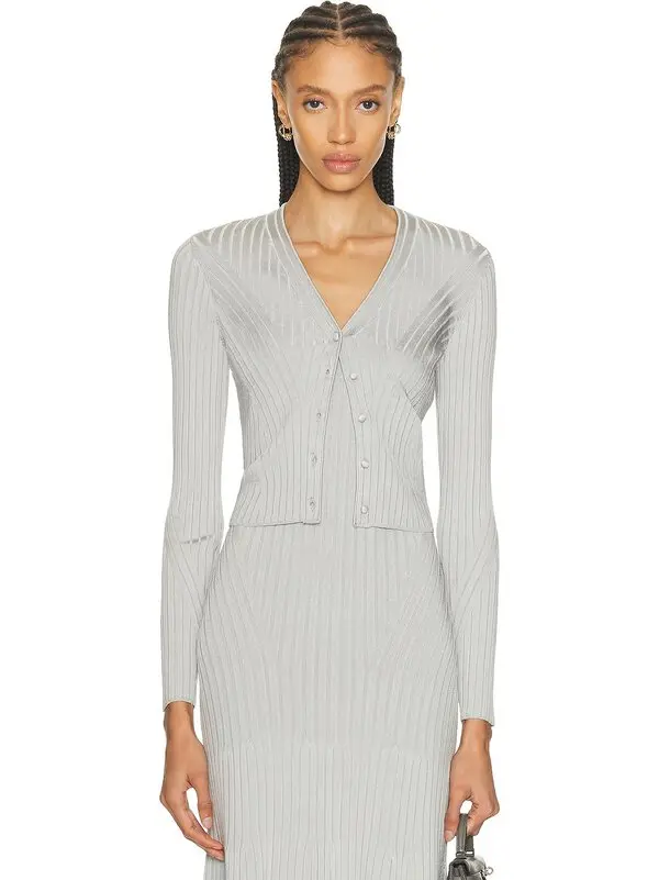 Adam Lippes Greer Metallic Cardigan - Silver