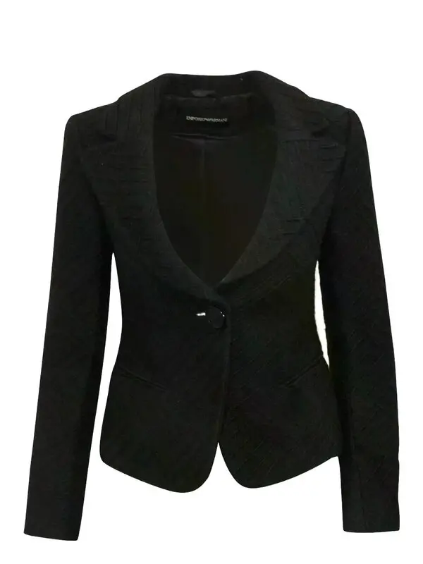 Emporio Armani Textured Single-breasted Blazer - Black
