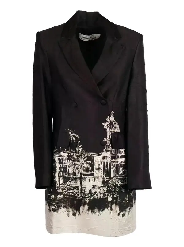 SHIRTAPORTER Double-breasted Printed Blazer Dress - Black