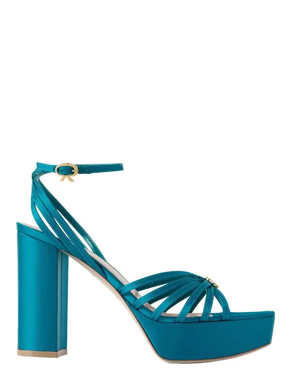GIANVITO ROSSI Rita 110 Satin Platform Sandals - Blue