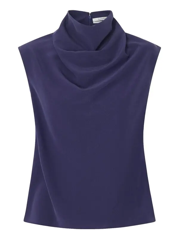 Another Tomorrow Draped Silk-crepe Blouse - Blue