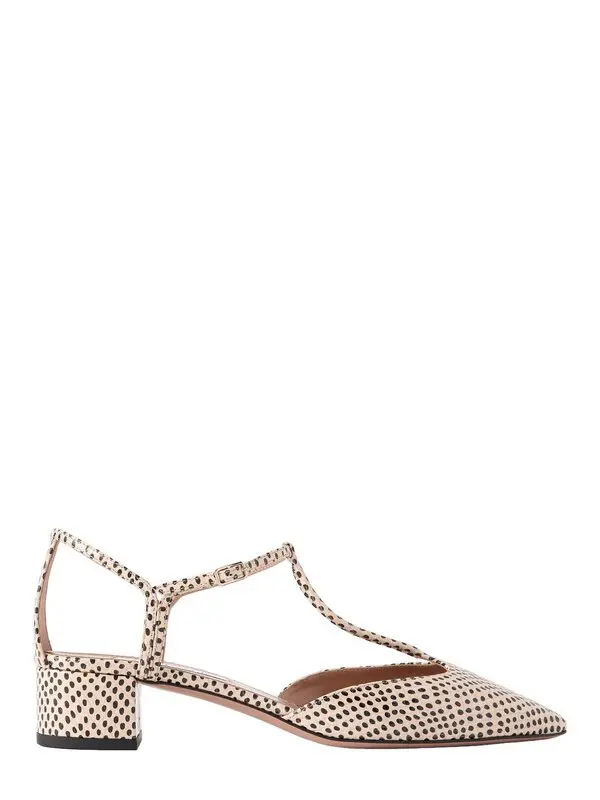 AQUAZZURA Sorbonne 35 Polka-dot Textured-leather Pumps - Neutrals
